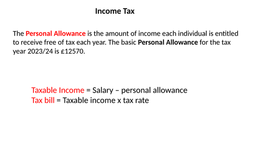 Income Tax Lesson AQA L3 Mathematical studies (Core Maths) | Teaching ...