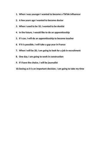 25. GCSE FRENCH: Post-16 Plans (Imperfect / Conditional / Near Future ...