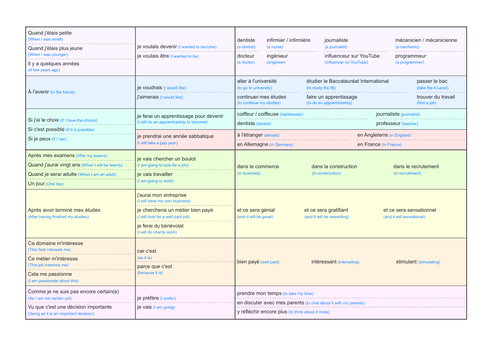 25. GCSE FRENCH: Post-16 Plans (Imperfect / Conditional / Near Future ...