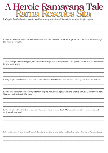 Rama and Sita - Ramayana - Reading | Teaching Resources