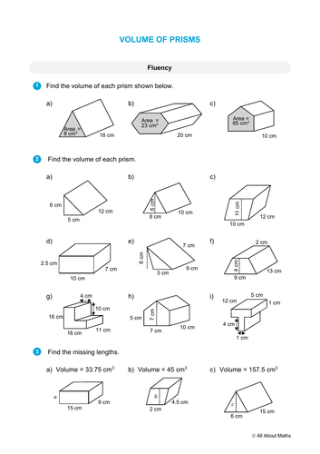 Volume of Cuboids, Cylinders and Prisms | Teaching Resources