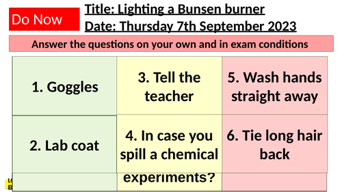 Bunsen burner safety KS3 Science lesson | Teaching Resources