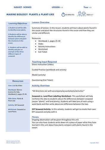 8 Ocean Lessons for Kids (Complete set for ages 5+): Marine Biology ...