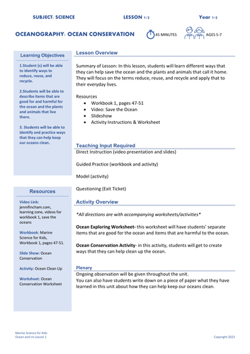 8 Ocean Lessons for Kids (Complete set for ages 5+): Marine Biology ...