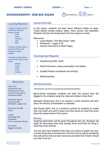 8 Ocean Lessons for Kids (Complete set for ages 5+): Marine Biology ...