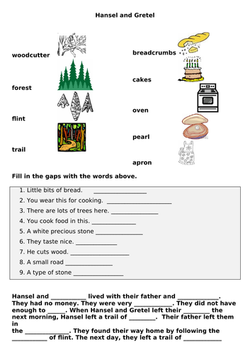 Hansel and Gretel reading comprehension | Teaching Resources