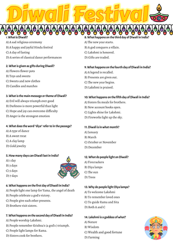 Diwali -Information Text- Reading | Teaching Resources