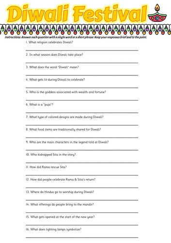 Diwali -Information Text- Reading | Teaching Resources