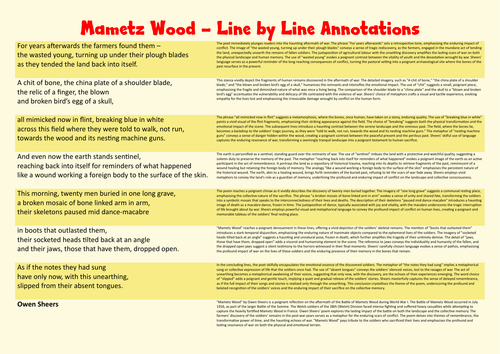 Mametz Wood line by line annotations | Teaching Resources
