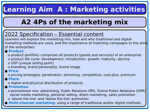 A2 Product : 4Ps of the Marketing Mix Comp3 Tech Award Enterprise 2022 ...