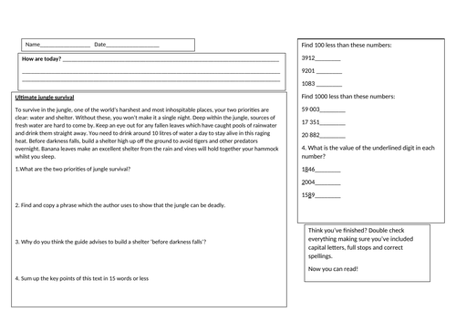 Independent morning tasks- Year 4 | Teaching Resources