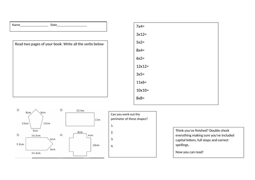 Independent morning tasks- Year 4 | Teaching Resources
