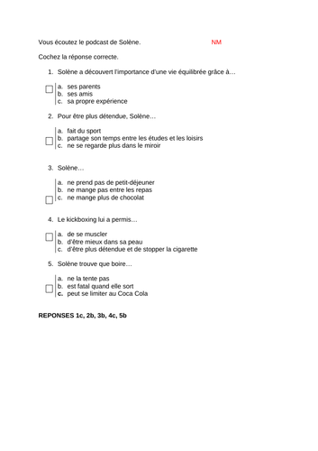 French IB-Listening-Identities-Health | Teaching Resources