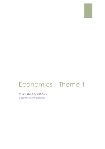 A Level Economics - Theme 1 - Essay Style Questions per topic ...