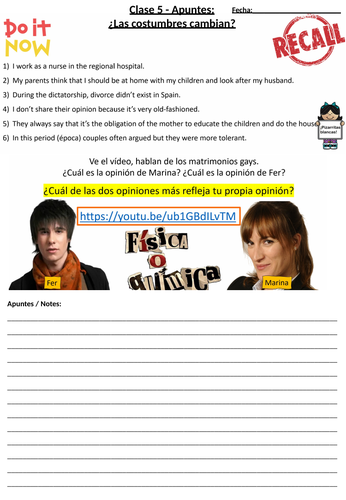 AS LEVEL CAMBIOS EN LA FAMILIA LESSON 6 | Teaching Resources