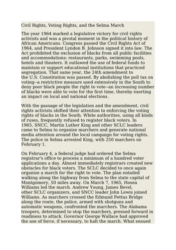 Martin Luther King Selma quiz | Teaching Resources