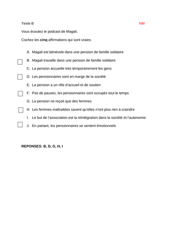 IB French B Listening Organisation sociale-Communauté-Engagement ...