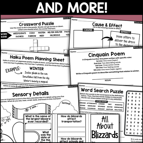 Brave Irene by William Steig Interactive Read-Aloud Activities ...