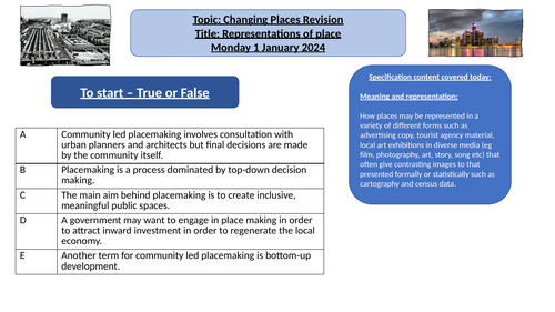 A Level Geography - Changing Places Theory - Fully resourced lessons ...