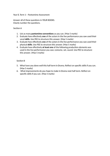 DRAMA - Pantomime | Teaching Resources