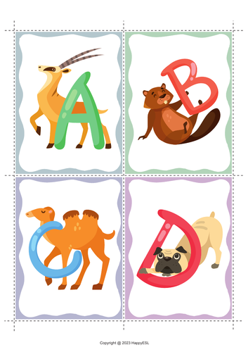 English Alphabet Flashcards | Animal Themed | Teaching Resources