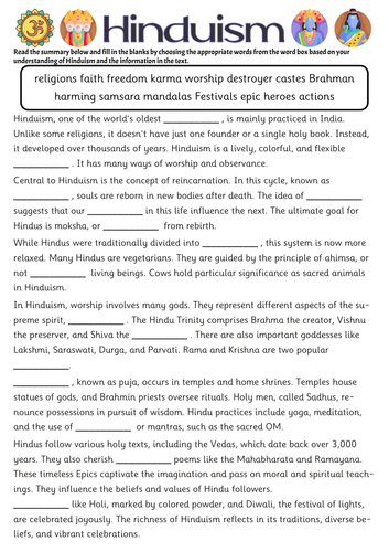 Hinduism Reading Worksheets | Teaching Resources
