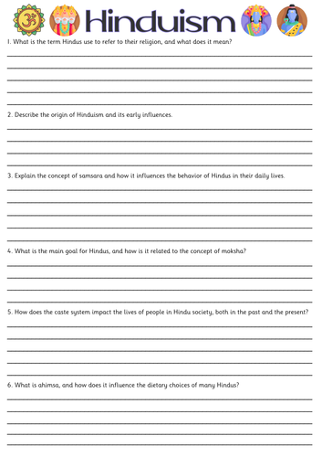 Hinduism Reading Worksheets | Teaching Resources