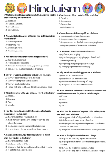 Hinduism Reading Worksheets | Teaching Resources