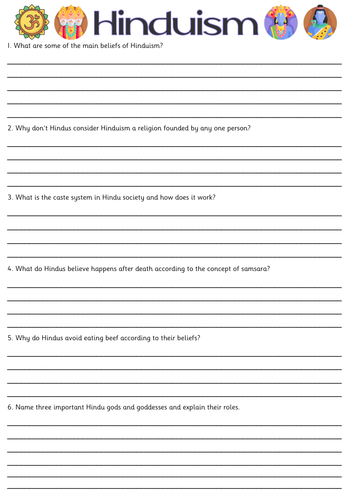Hinduism Reading Worksheets | Teaching Resources