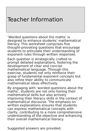 Worded Questions about the Maths - Expanding Double Brackets | Teaching ...