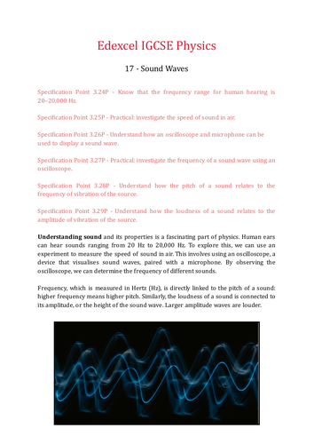Edexcel IGCSE Physics Worksheets Chapter 3 - Waves | Teaching Resources