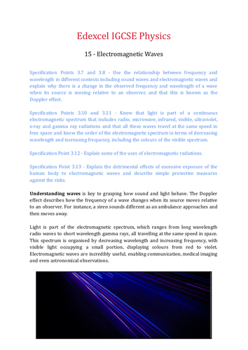 Edexcel IGCSE Physics Worksheets Chapter 3 - Waves | Teaching Resources