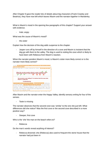 Rebecca by Daphne du Maurier Chapters 1-10 | Teaching Resources