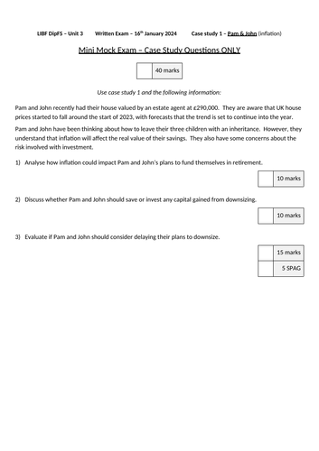 LIBF DipFS U3 Exam JAN 2024: CS1 - Prep FREEBIES | Teaching Resources