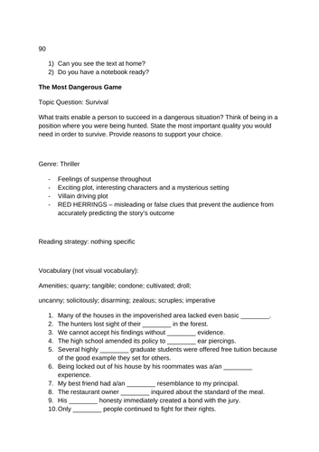 The Most Dangerous Game by Richard Connell - close reading | Teaching ...