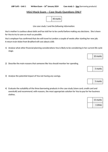 LIBF CeFS U1 Exam JAN 2024: CS1 - Prep FREEBIES | Teaching Resources