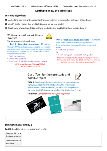 LIBF CeFS U1 Exam JAN 2024: CS1 - Prep FREEBIES | Teaching Resources