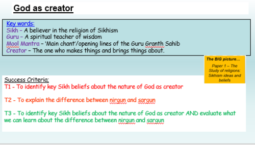 AQA Sikhism: God as creator | Teaching Resources