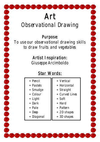 Year 2 Art Unit of Work - Observational Drawing of Fruits and ...