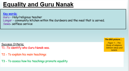 AQA Sikhism: Equality and Guru Nanak | Teaching Resources