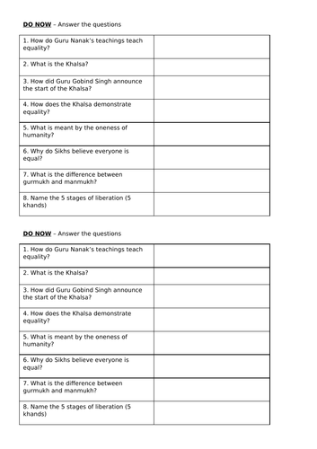 AQA Sikhism: Guru Granth Sahib and equality | Teaching Resources