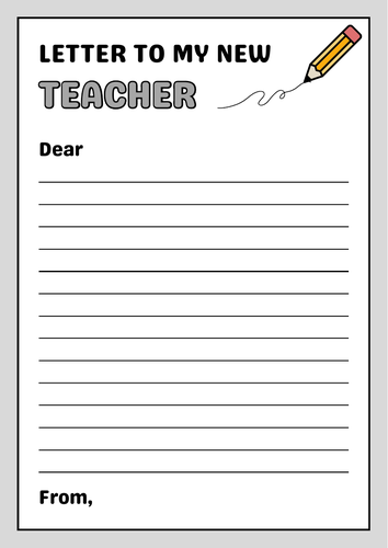 Letter to My New Teacher | Teaching Resources