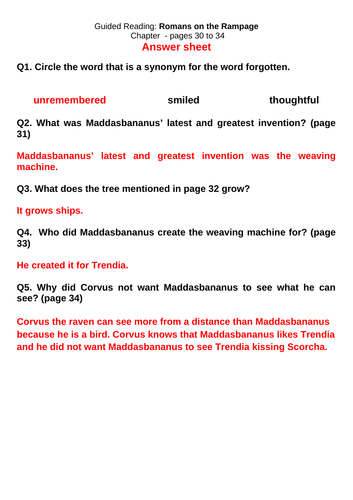 Guided Reading- Romans on the Rampage! - Chapter 3 - Lesson 7 - KS2 ...