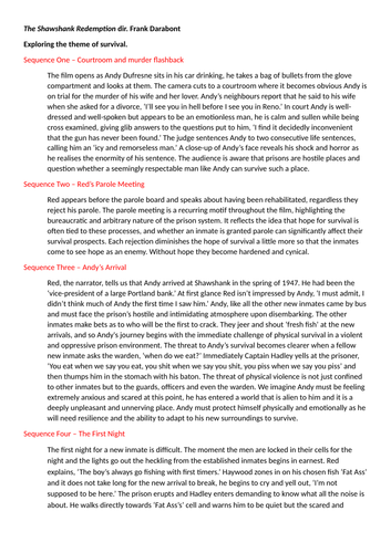 The Shawshank Redemption Film Sequences | Teaching Resources