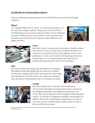 La technologie moderne Lecture en Français: French Technology Reading ...