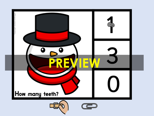 Counting 0 to 20 Snowmen Teeth Clip Cards Task Cards Worksheets Winter ...