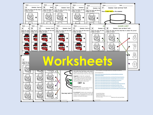Counting 0 to 20 Snowmen Teeth Clip Cards Task Cards Worksheets Winter ...