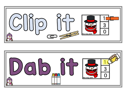 Counting 0 to 20 Snowmen Teeth Clip Cards Task Cards Worksheets Winter ...