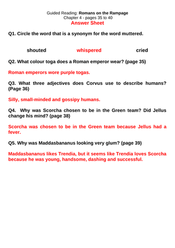 Guided Reading- Romans on the Rampage! - Chapter 4 - Lesson 8 - KS2 ...