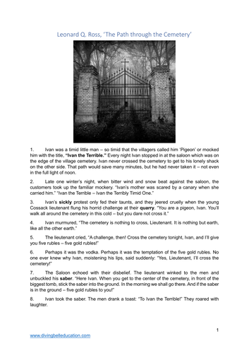 Short Story Study: Leonard Q. Ross, 'The Journey Through The Cemetery ...